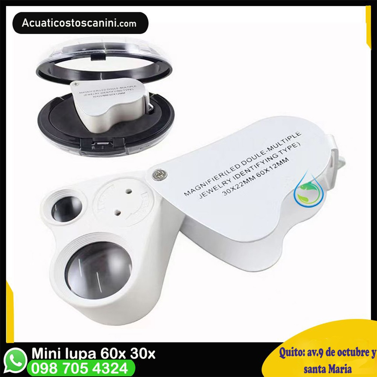 Mini Lupa 30X 30X21mm Microscopio para ver insectos hojas nervaduras